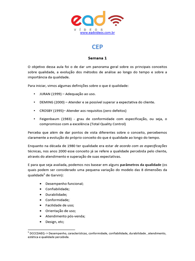 CEP Semana 1 Resumo Watermark | PDF