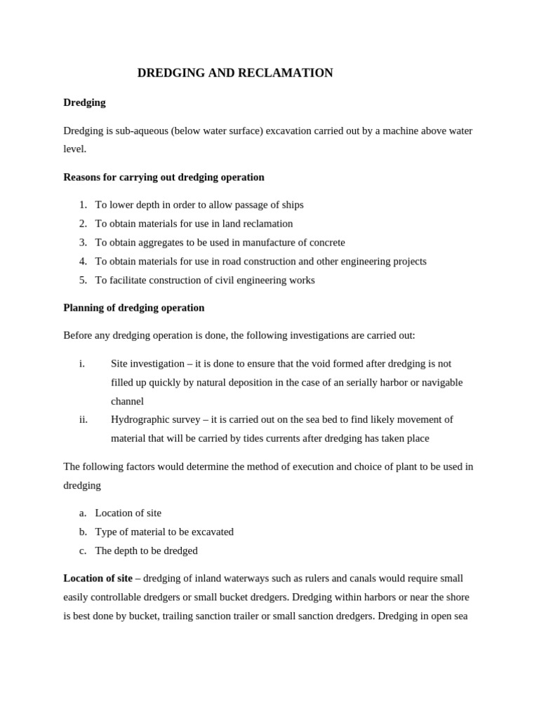 Transport Engineering Ii-Dredging and Reclamation - Lesson 1 | PDF ...