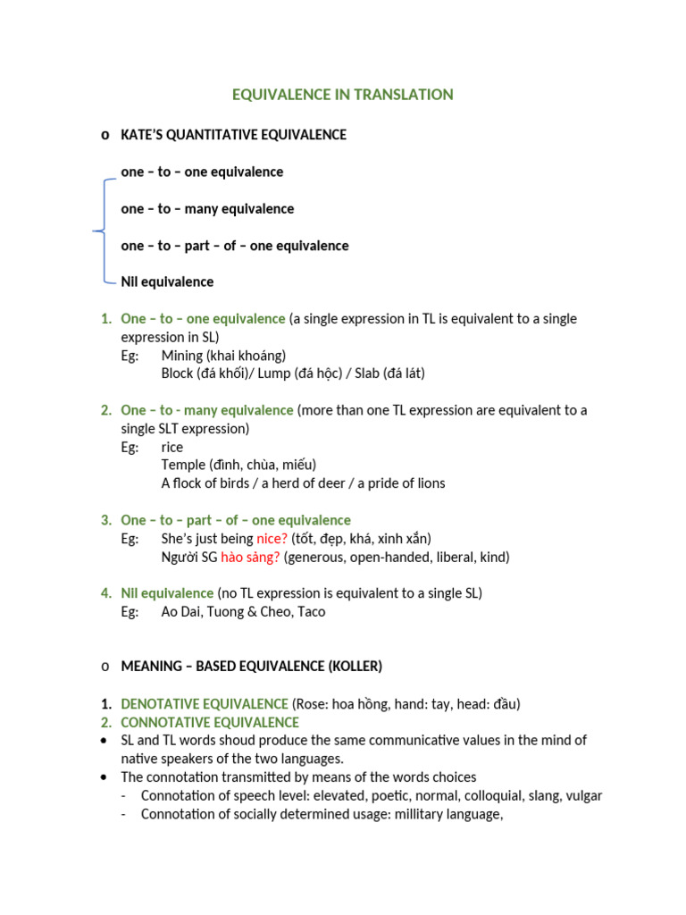 Equivalence in Translation | PDF