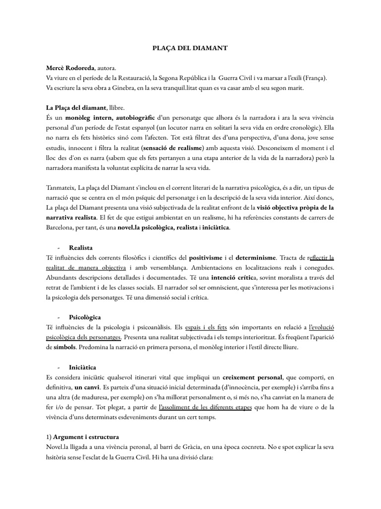 Plaça Del Diamant | PDF