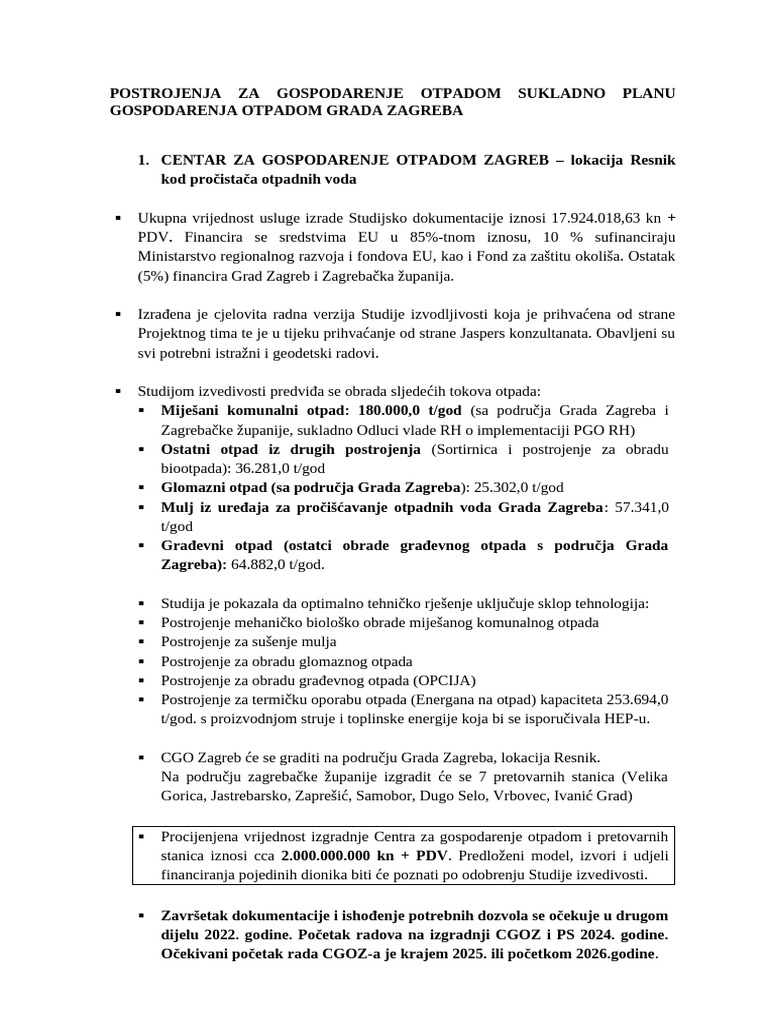 ZCGO-izgradnja Postrojenja | PDF