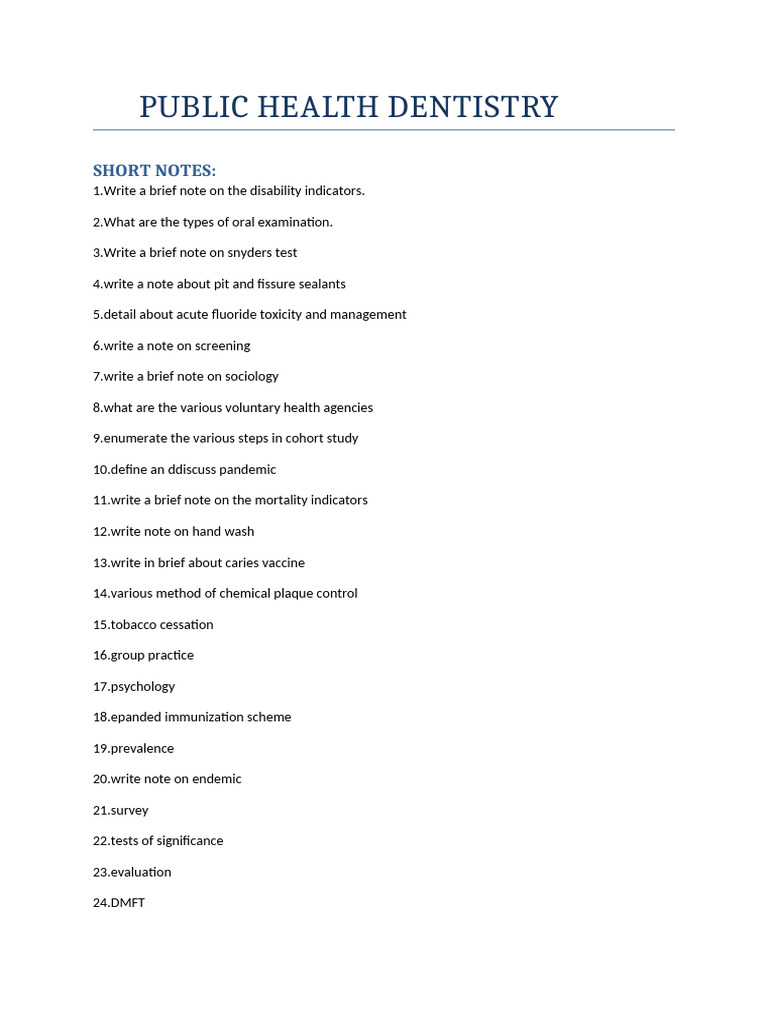 Public Health Dentistry | PDF