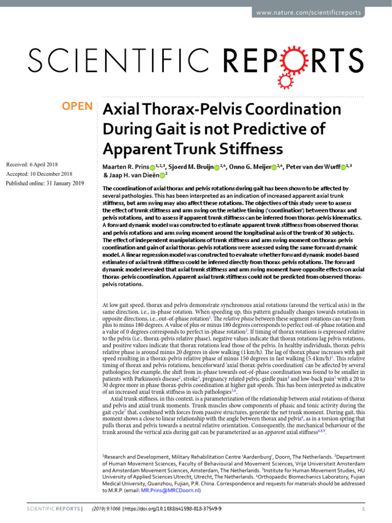 Axial Thorax-Pelvis Coordination During Gait Is Not Predictive of ...