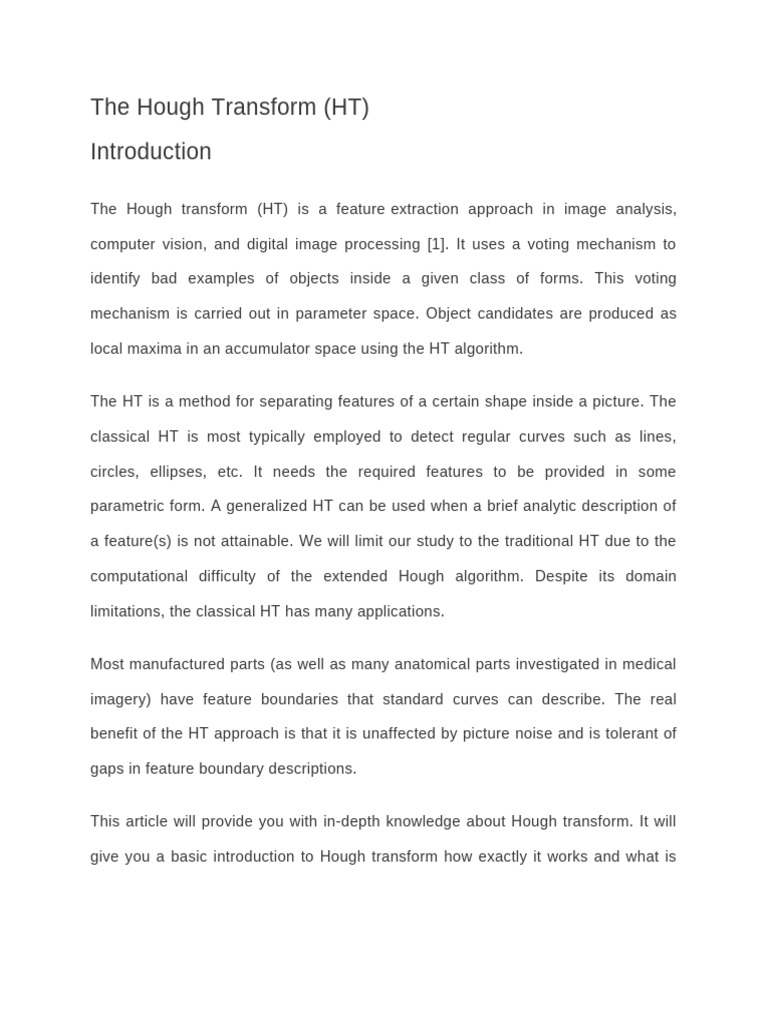 The Hough Transform (HT) | PDF