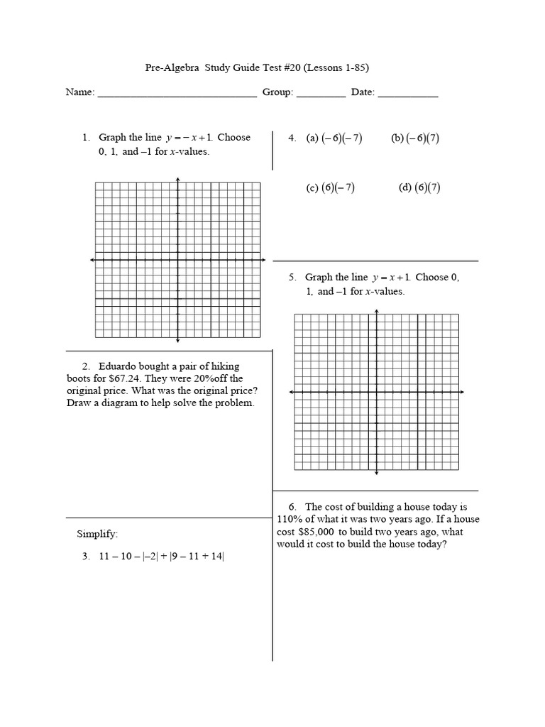 Pre Algebra SG 20 | PDF