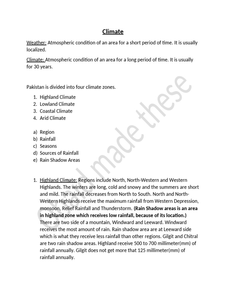 Climate (Notes) | PDF