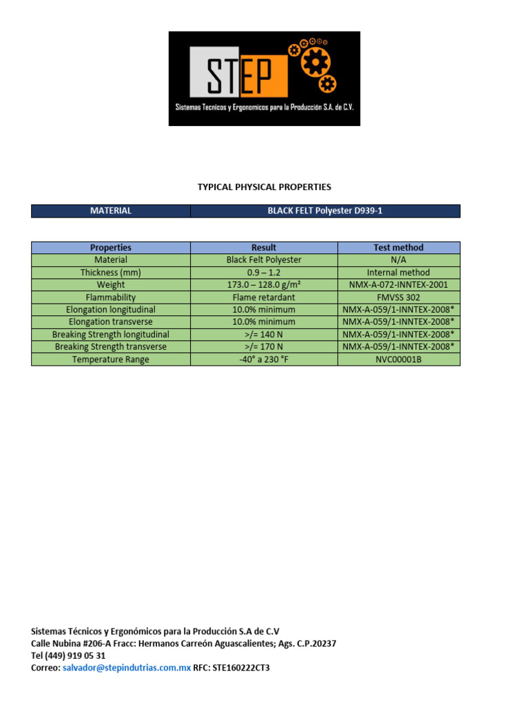 Black Felt Polyester d939-1 | PDF