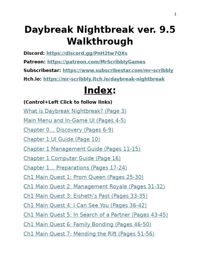Daybreak Nightbreak (Ver 9.5) Walkthrough | PDF