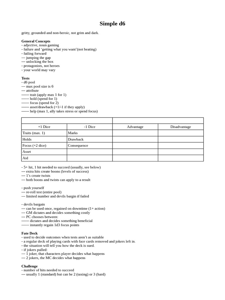 Simple d6 Overview and Design (2023) | PDF