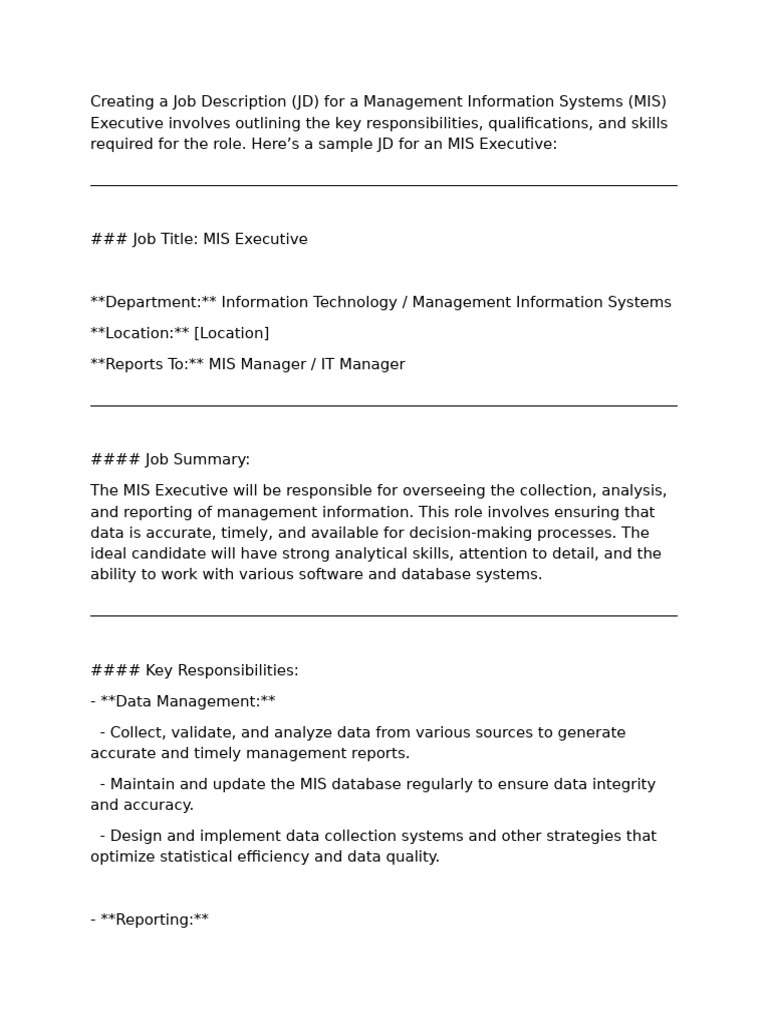MIS Executive | PDF