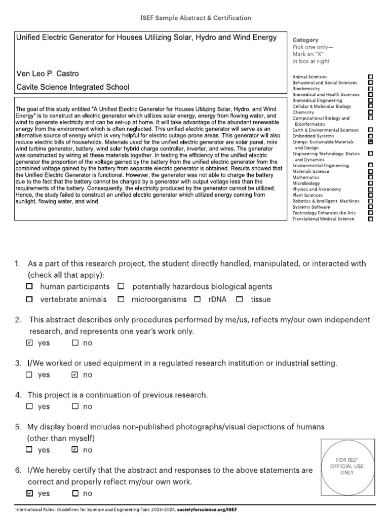 Isef Abstract Legit | PDF