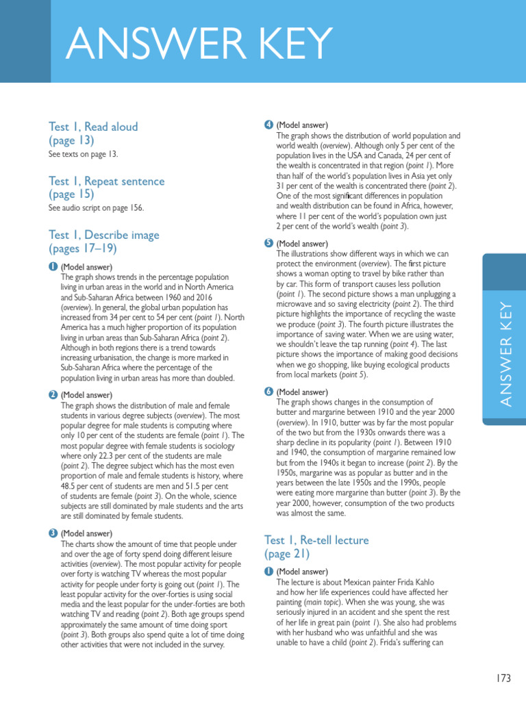Practice Book PTE Answer Key | PDF