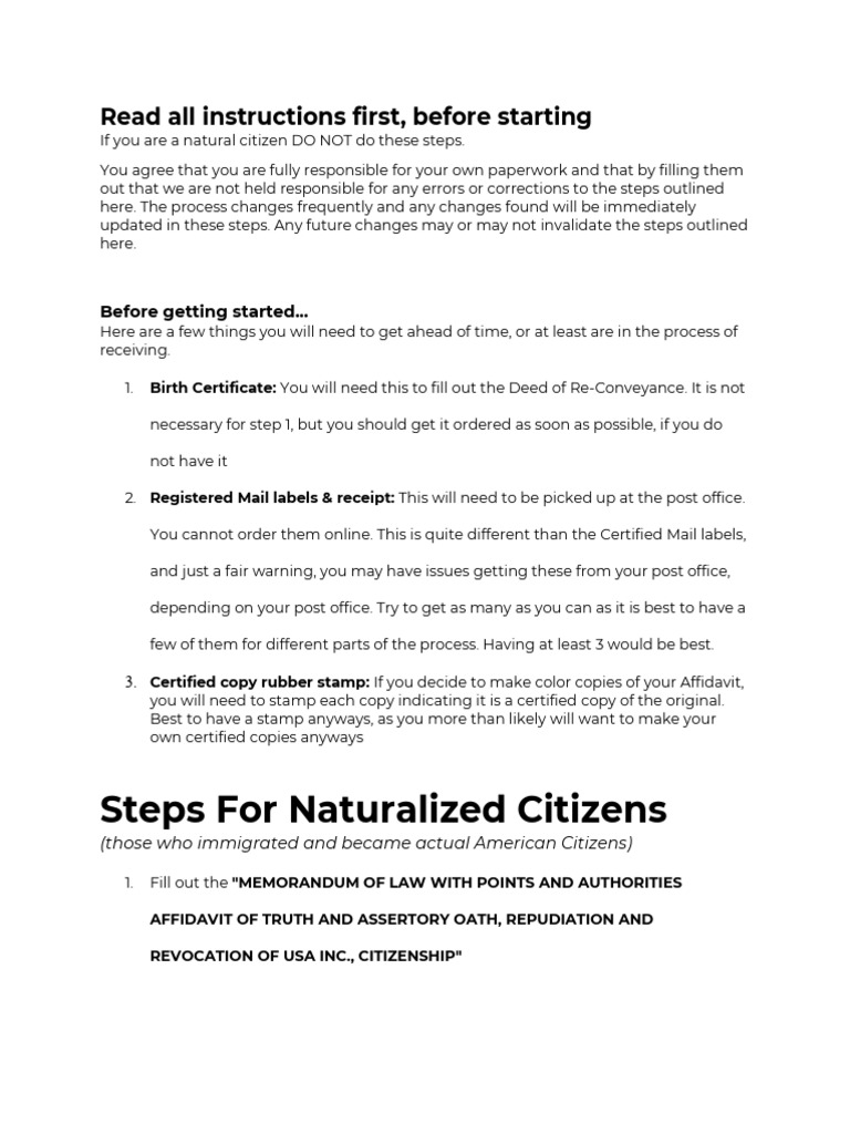 Naturalized Citizen Instructions | PDF