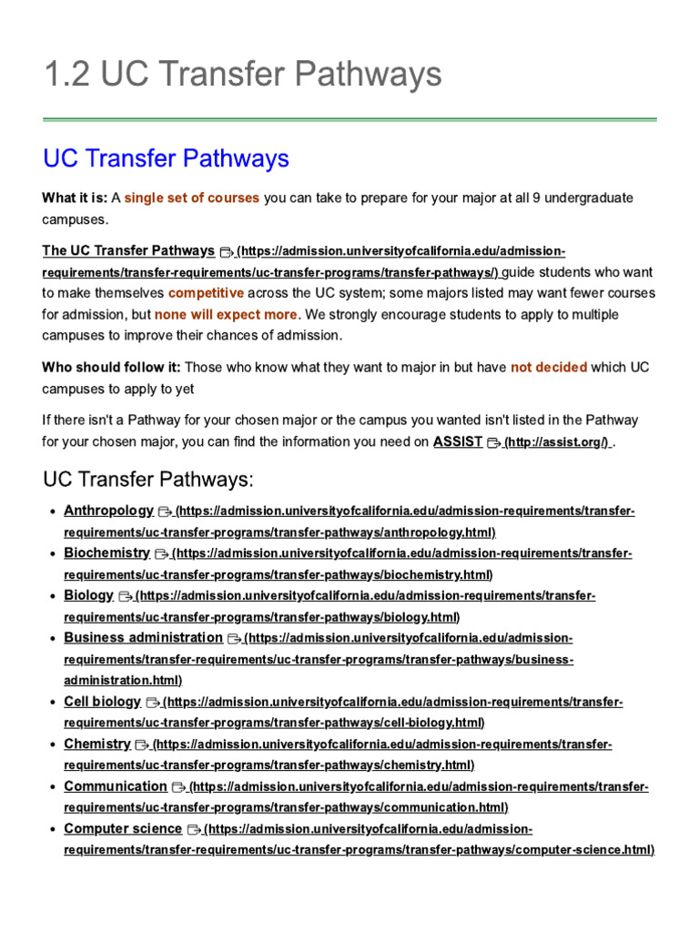 UC Transfer Pathways for Games | PDF