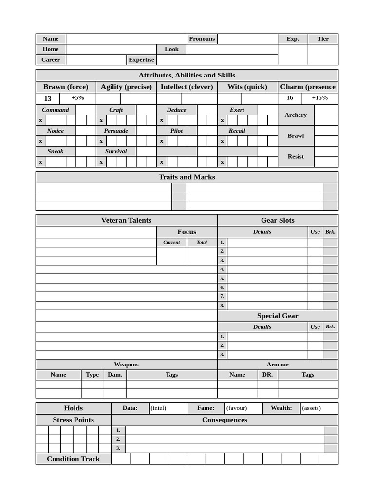 d100 (2023) - Char Sheet | PDF