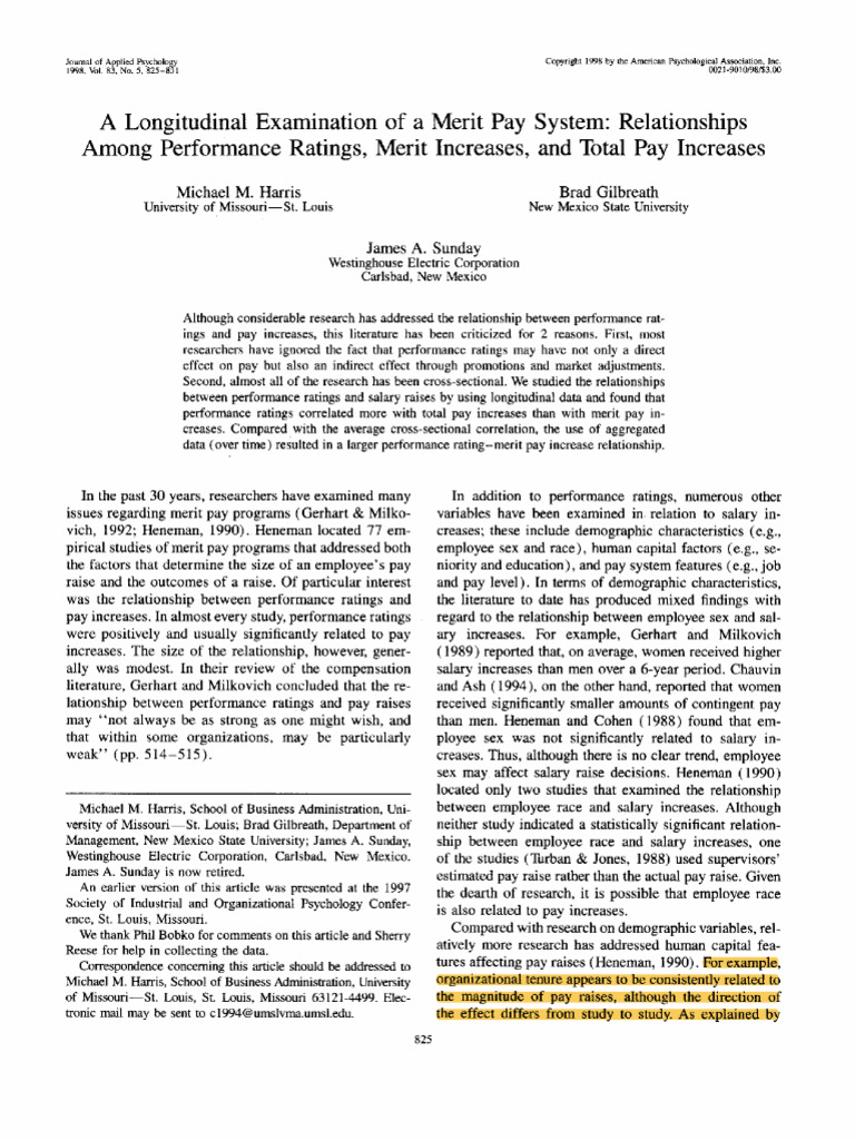 A Longitudinal Examination of A Merit Pay System - Relationships Among ...