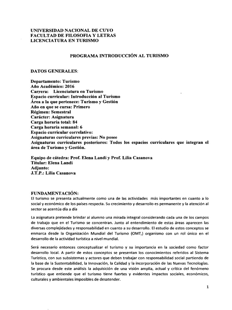 Introduccion Al Turismo | PDF