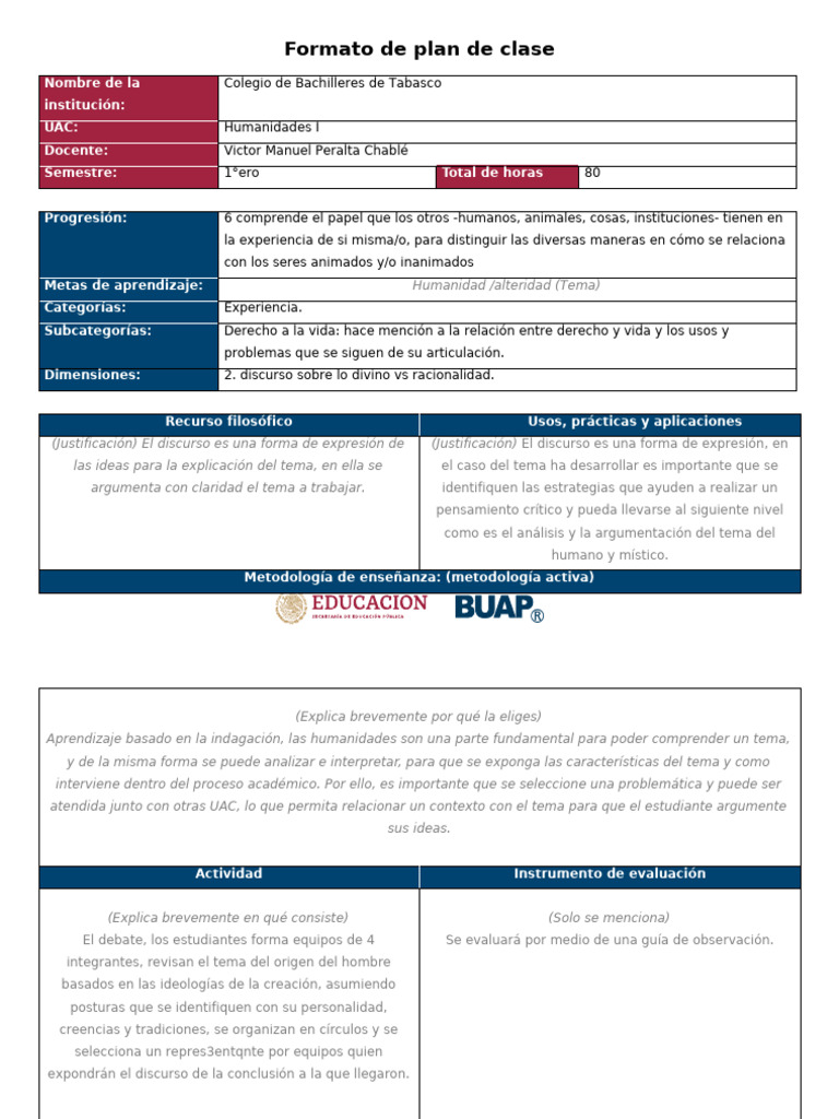 A6 - R4 - Formato Plan de Clase 2 | PDF