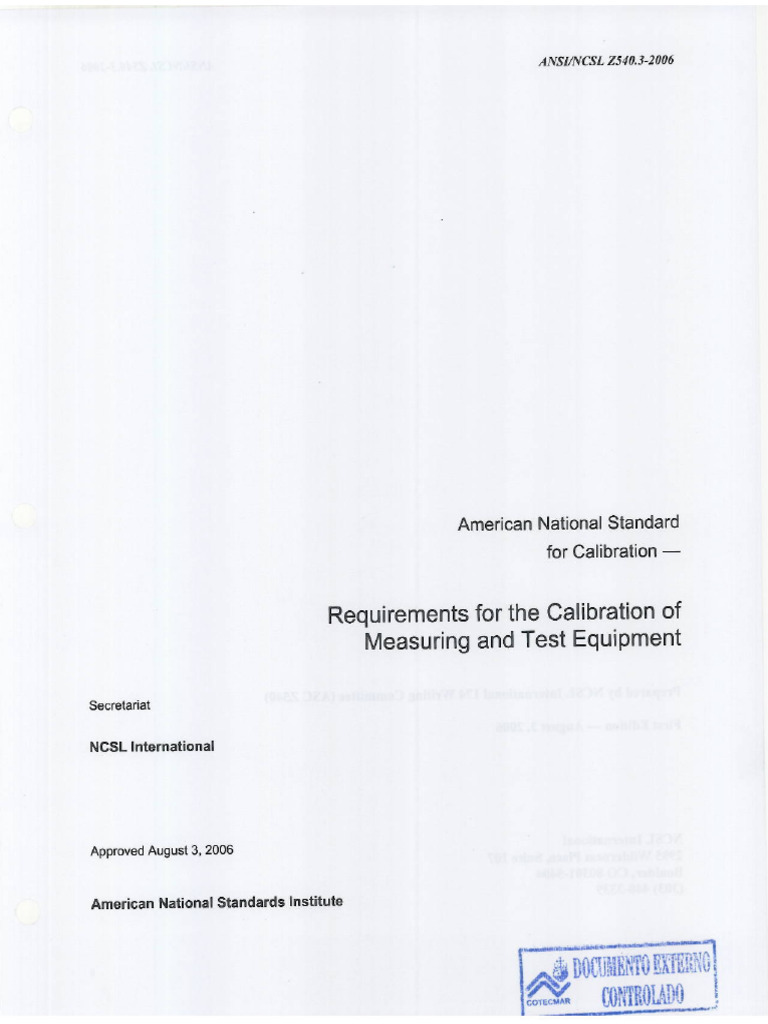 Ansi - NCSL Z540.3-2006 | PDF