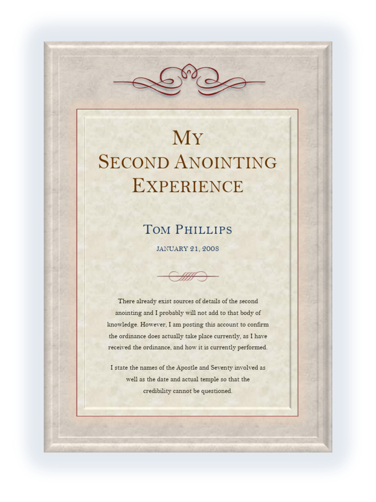 Tom Phillips Second Anointing | PDF | Anointing | Priest