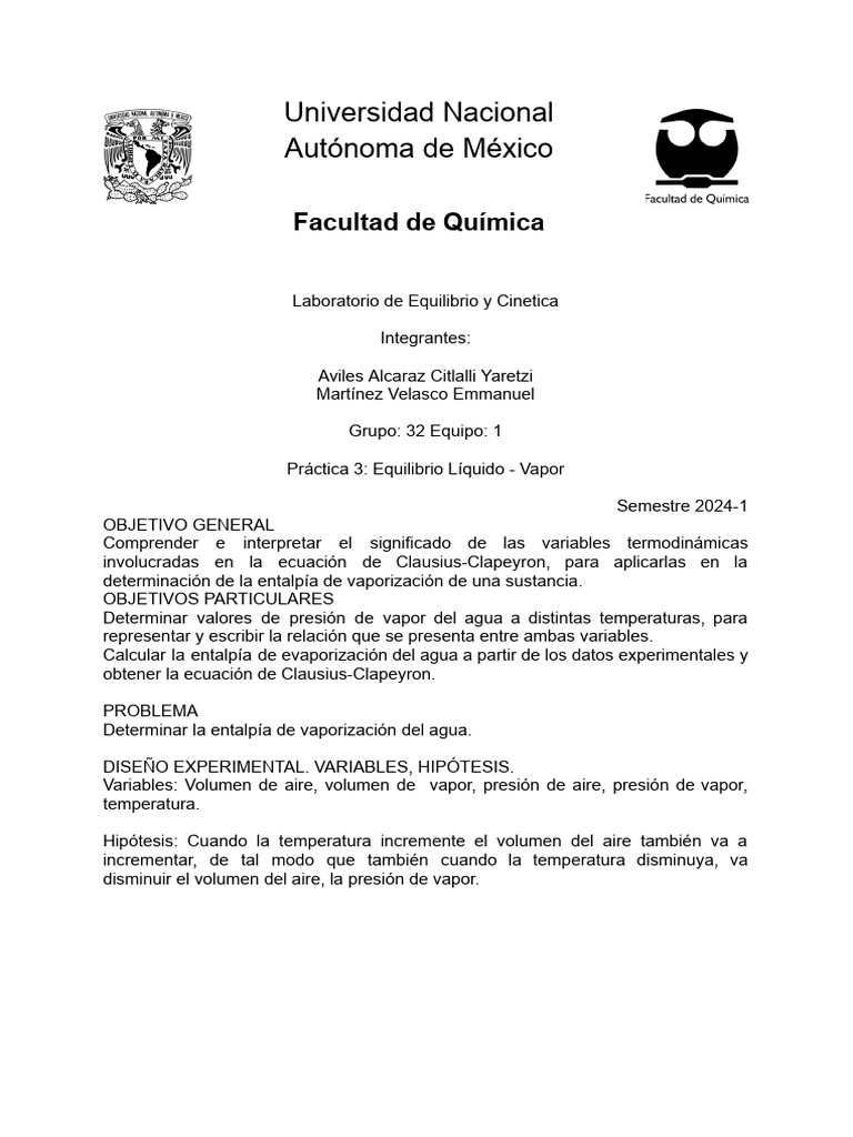 Equilibrio Líquido - Vapor | PDF