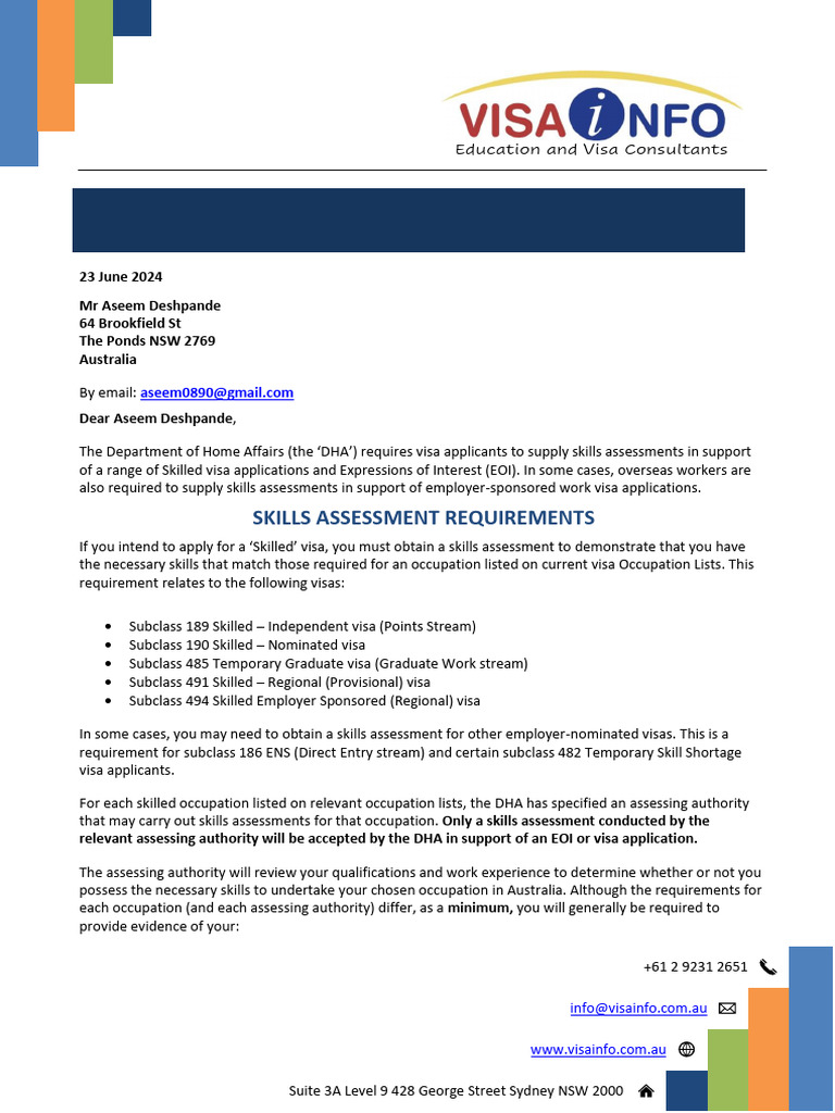 Vetassess Skills Assessment - General Occupations Factsheet - 15 July ...