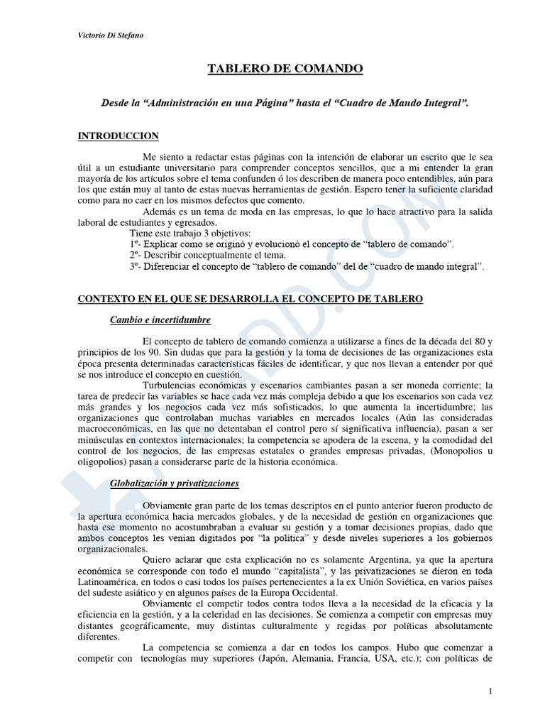 Clase TABLERO DE COMANDO | PDF