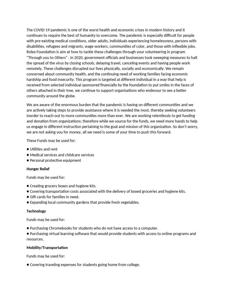 Rolex Foundation | PDF