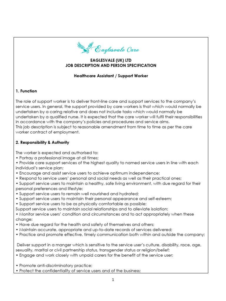 Healthcare Assistant Post Aug. 2022 - Eaglesvale Care UK Healthcare ...