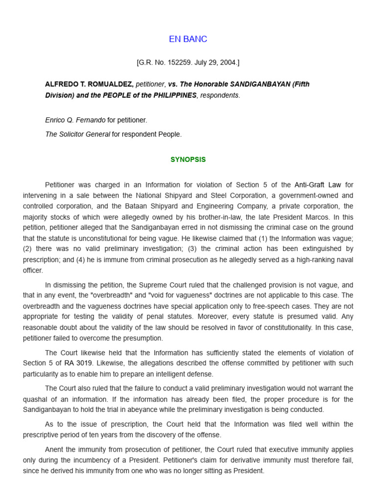 Supreme Court Upholds Anti-Graft Law Validity | PDF | Overbreadth ...