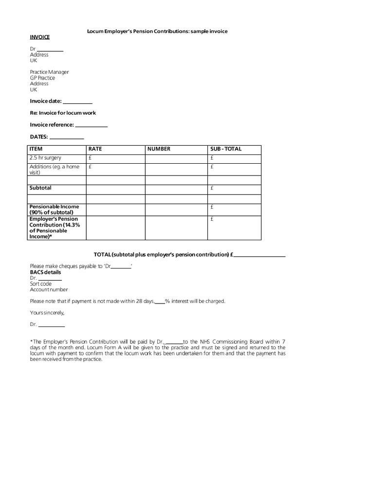 Bma Locum Superannuation Cample Invoice | PDF