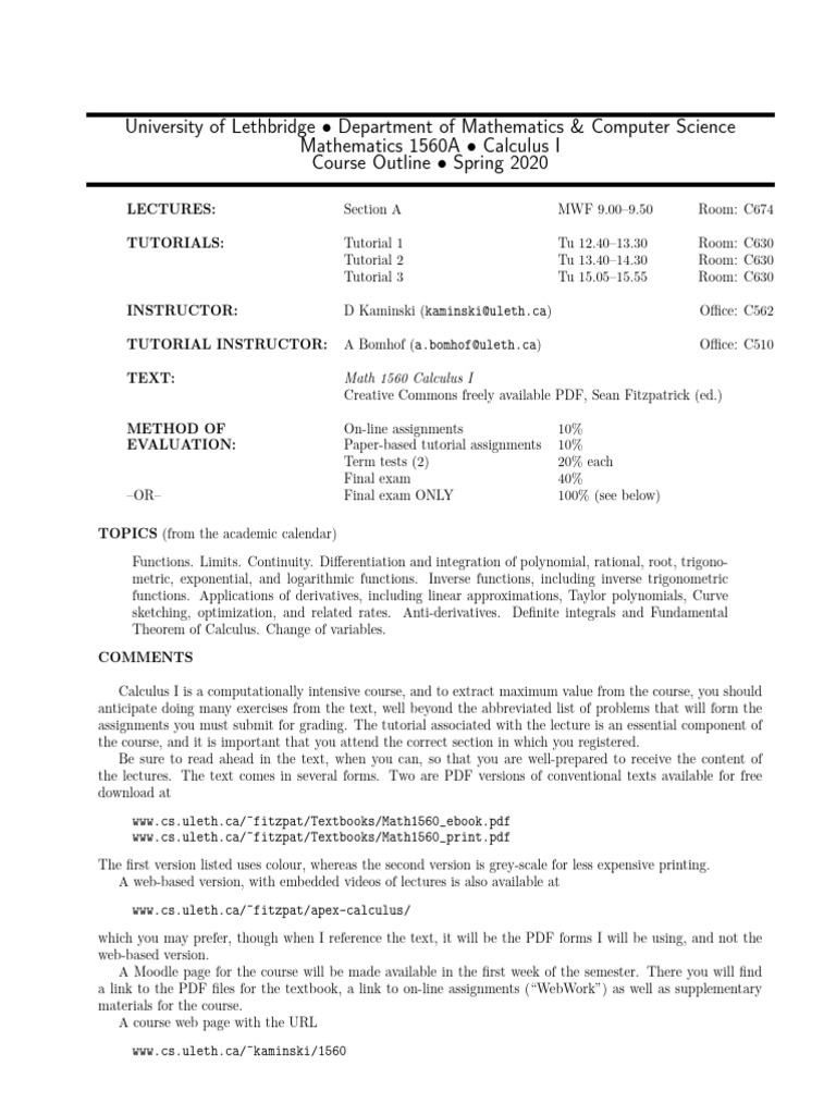 University of Lethbridge - Department of Mathematics & Computer Science ...