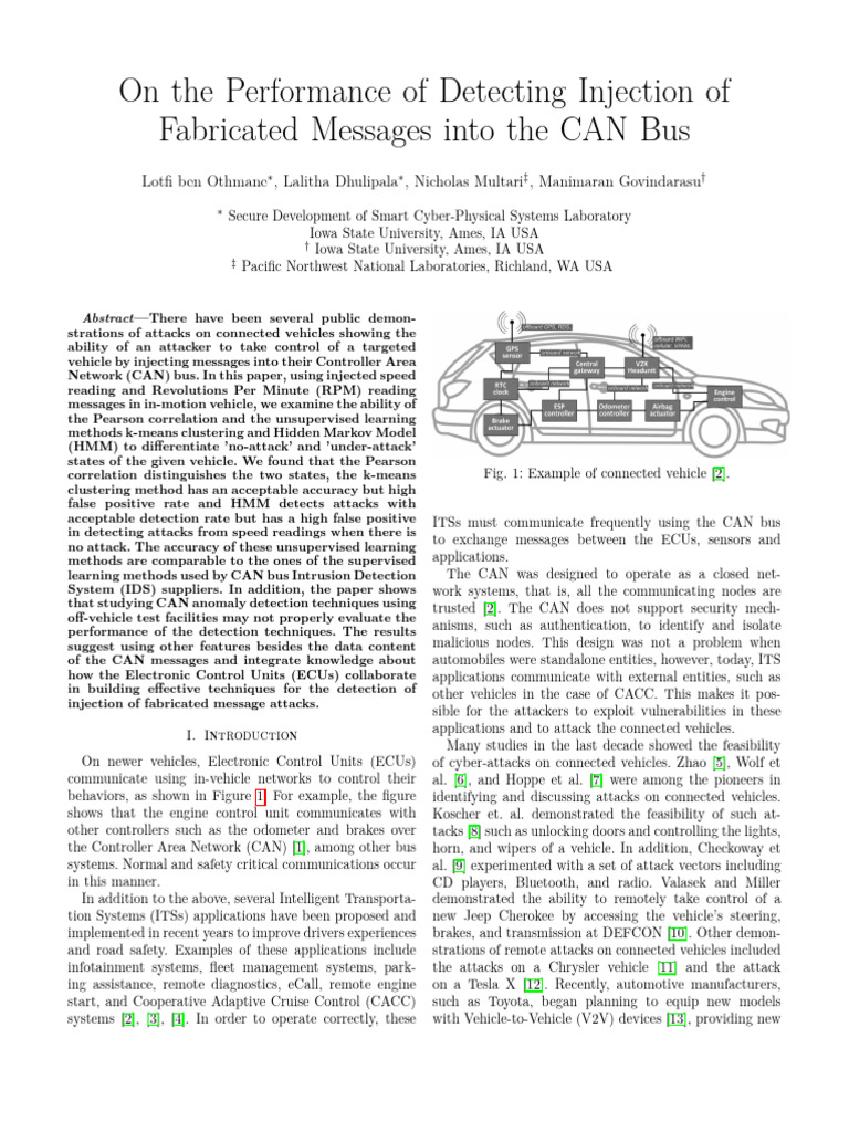On The Performance Of Detecting Injection Of Fabricated Messages Into