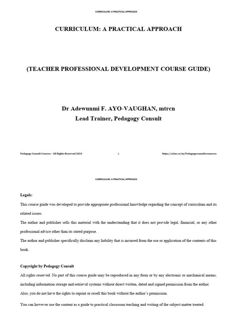 Curriculum A Practical Approach | PDF