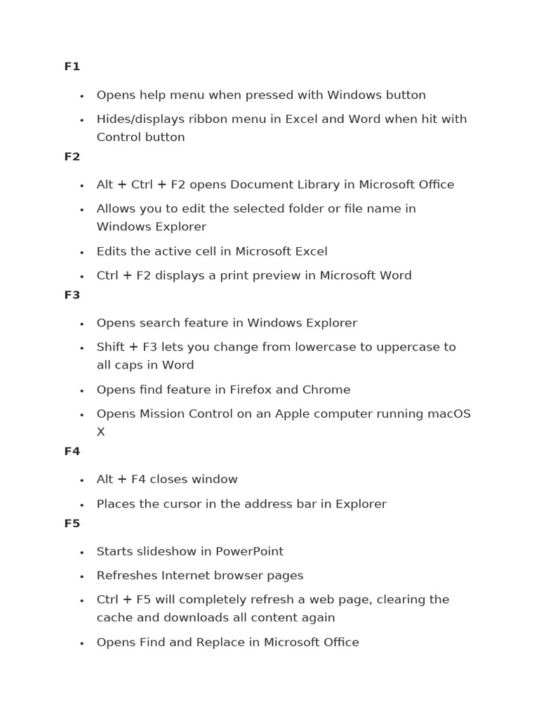 A Definitive List of What Those F1 - F12 Keys Do | PDF