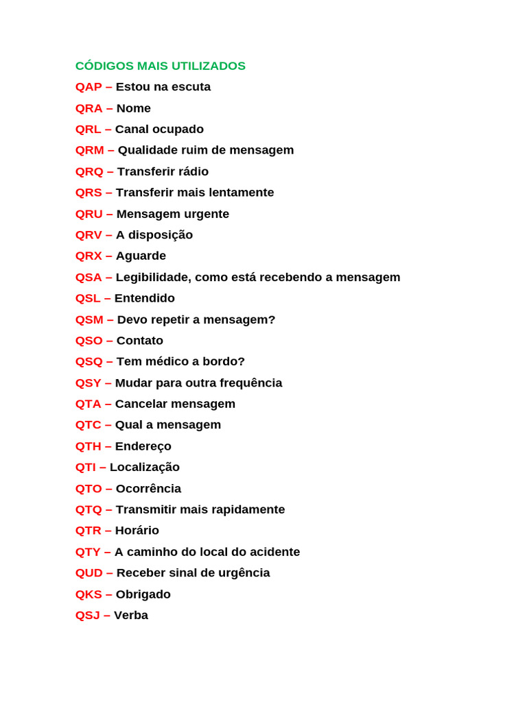 Códigos Q Samu | PDF