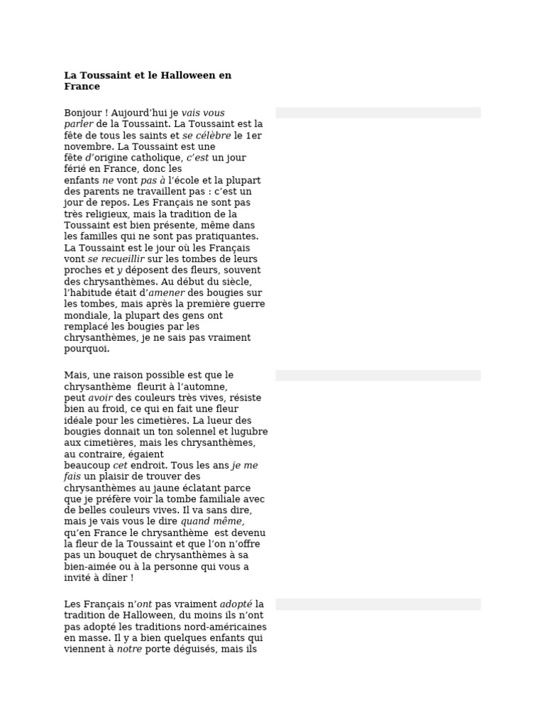 La Toussaint | PDF