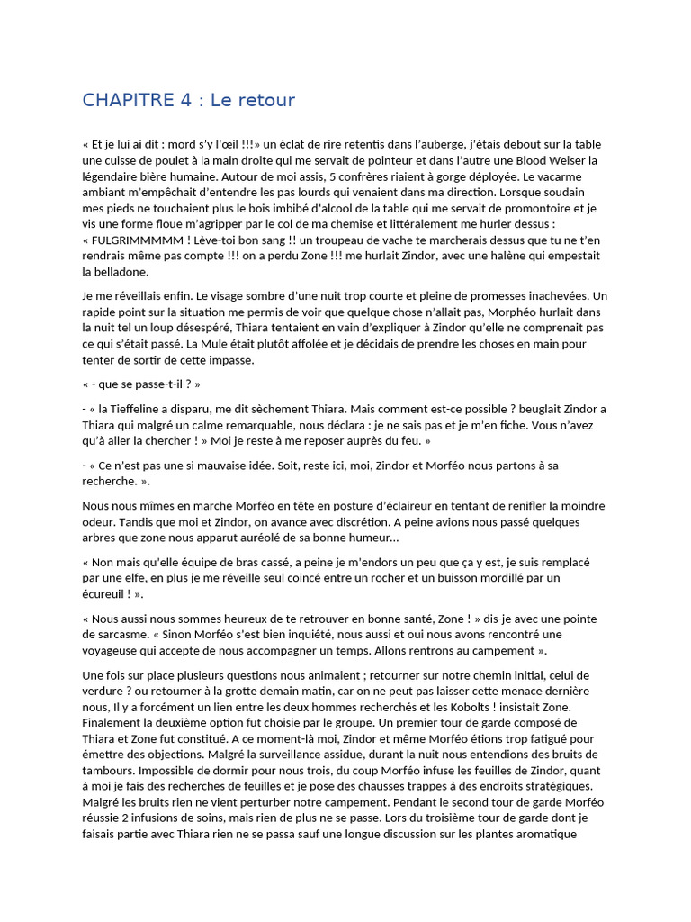 Quatrieme Chapitre Le Retour Dans La Grotte | PDF