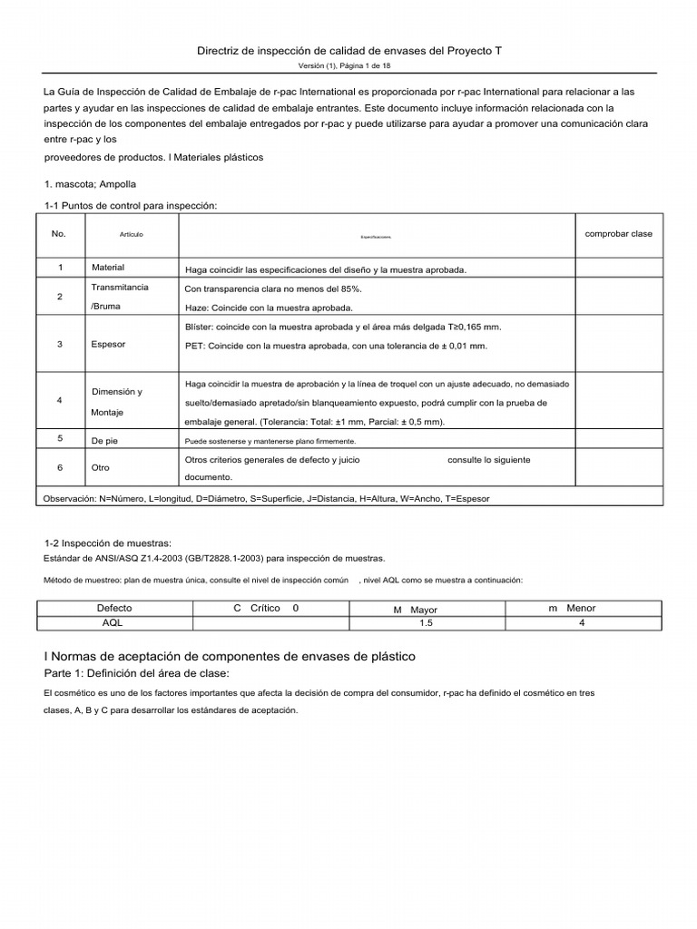 Project T Packaging Quality Inspection Guideline - R1 - LR | PDF
