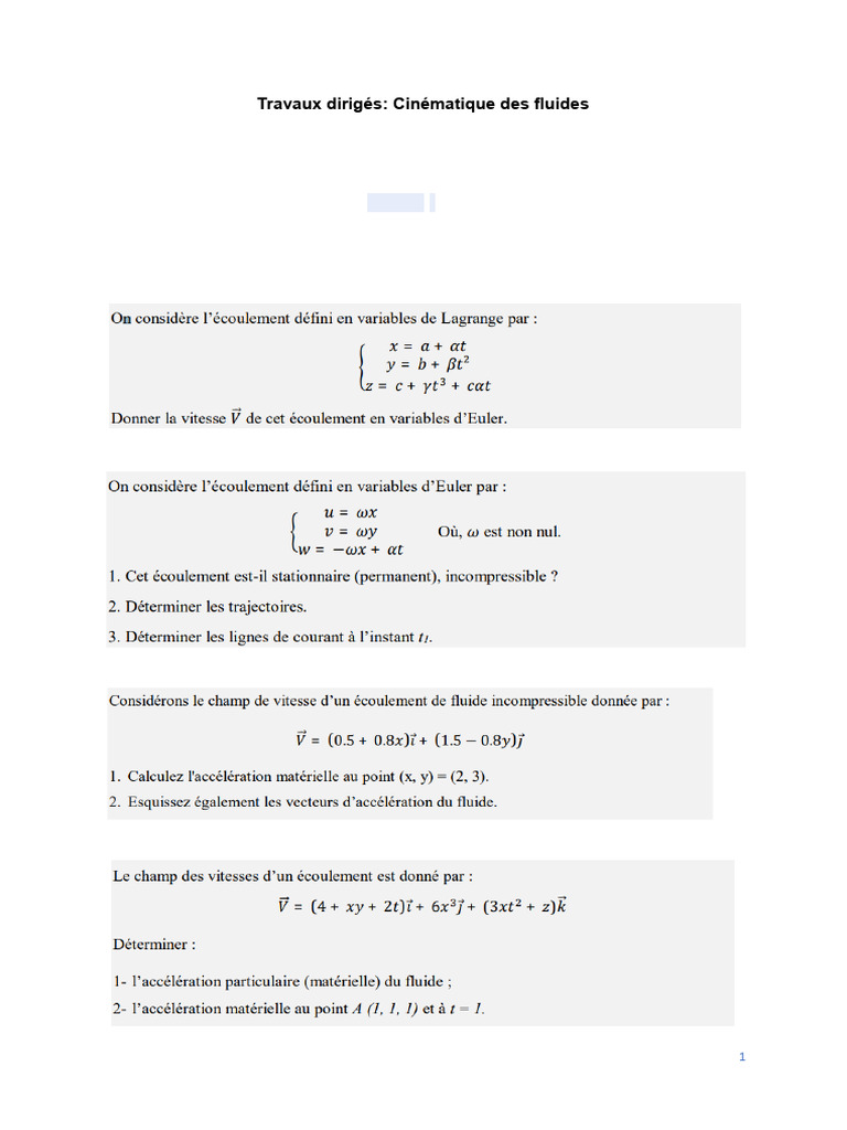 TD Sujet Cinematique | PDF