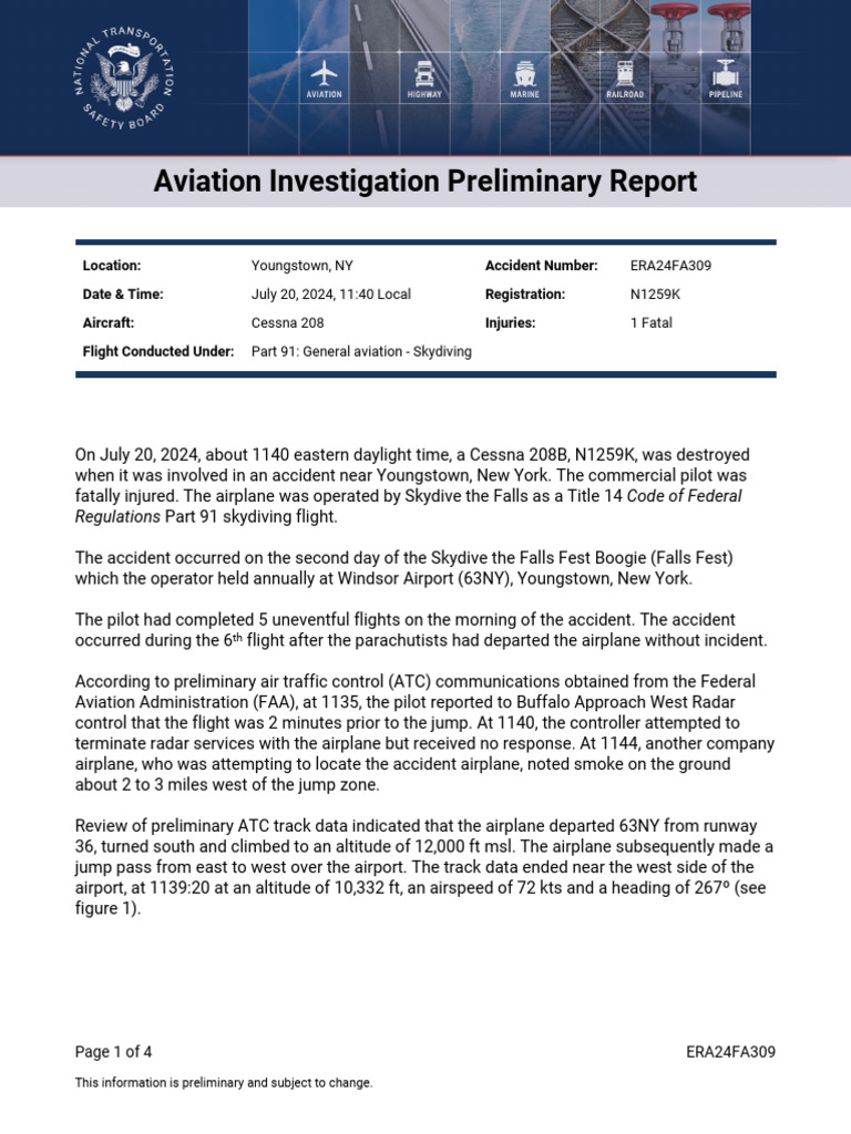 NTSB Releases Preliminary Report On Deadly Plane Crash in Youngstown ...