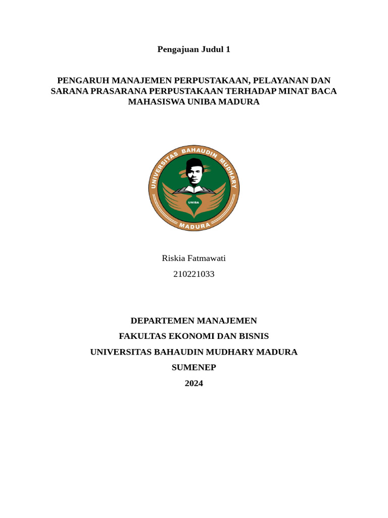 Pengajuan Judul 1 | PDF