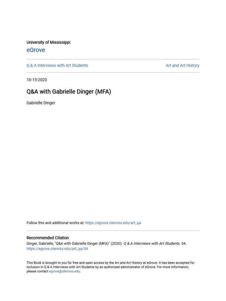 Q&A With Gabrielle Dinger (MFA) | PDF