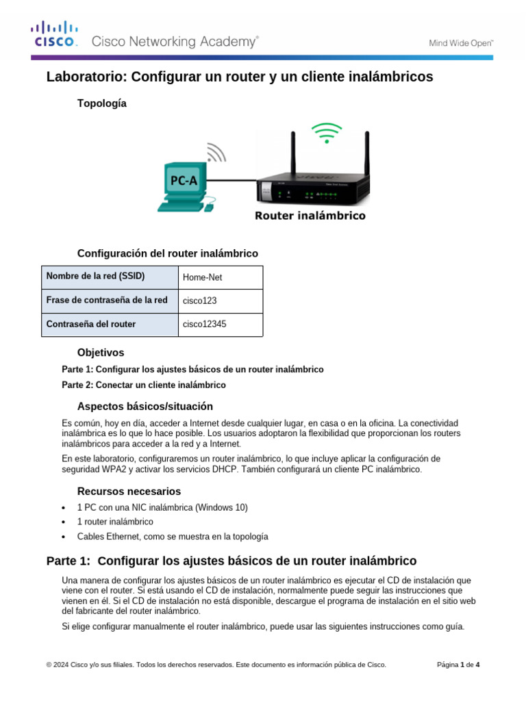 6.3.1.4 Lab - Configuring A Wireless Router and Client | PDF