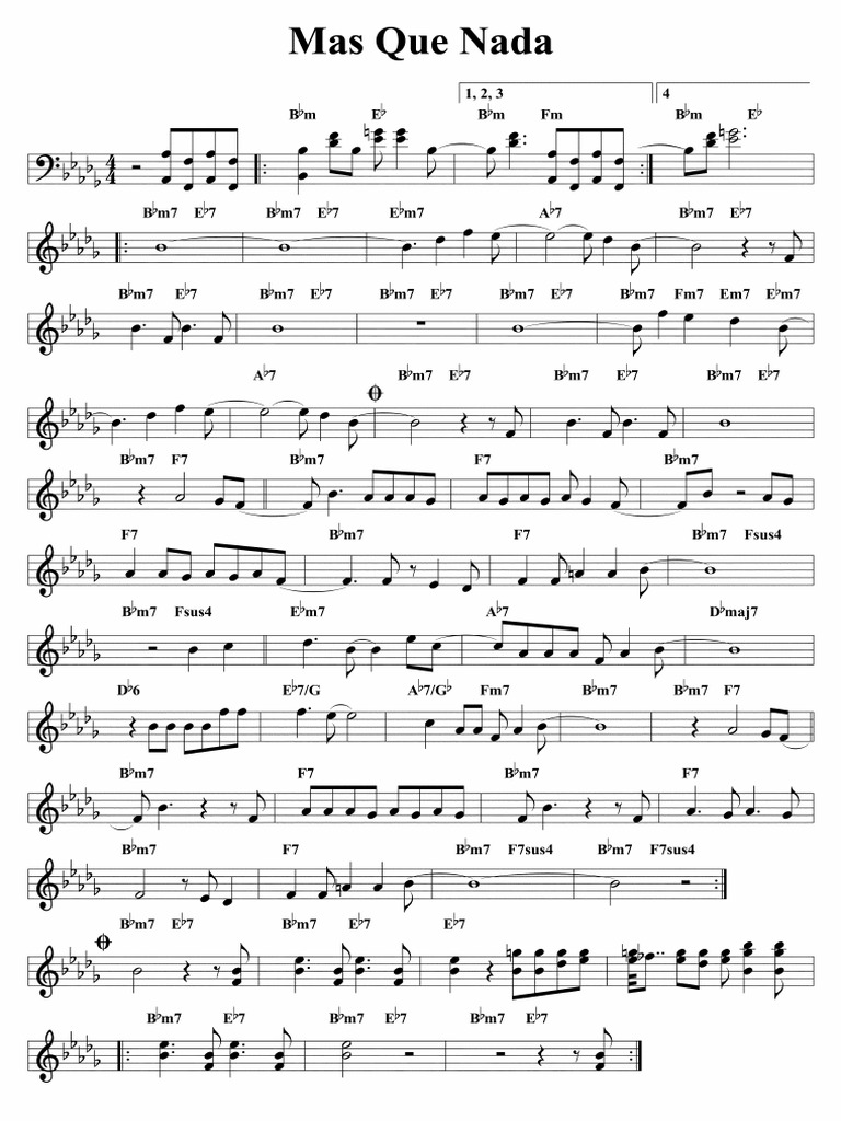 Mas Que Nada Melody Chords | PDF