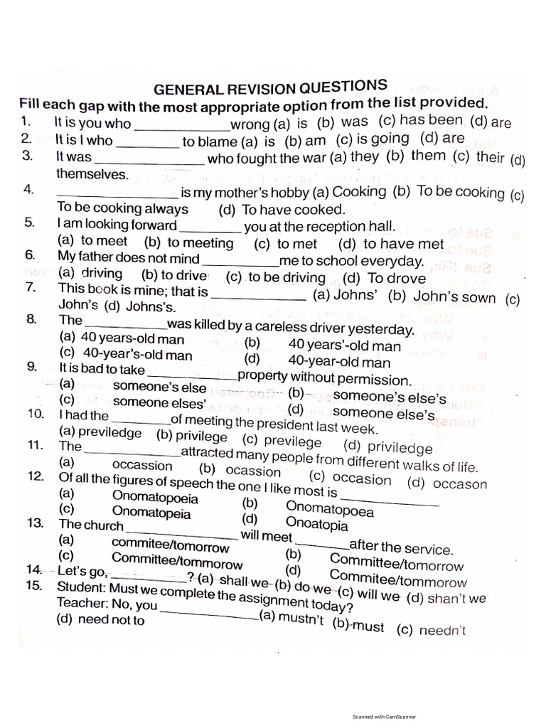 General Question On Fundamental Formulas On English | PDF