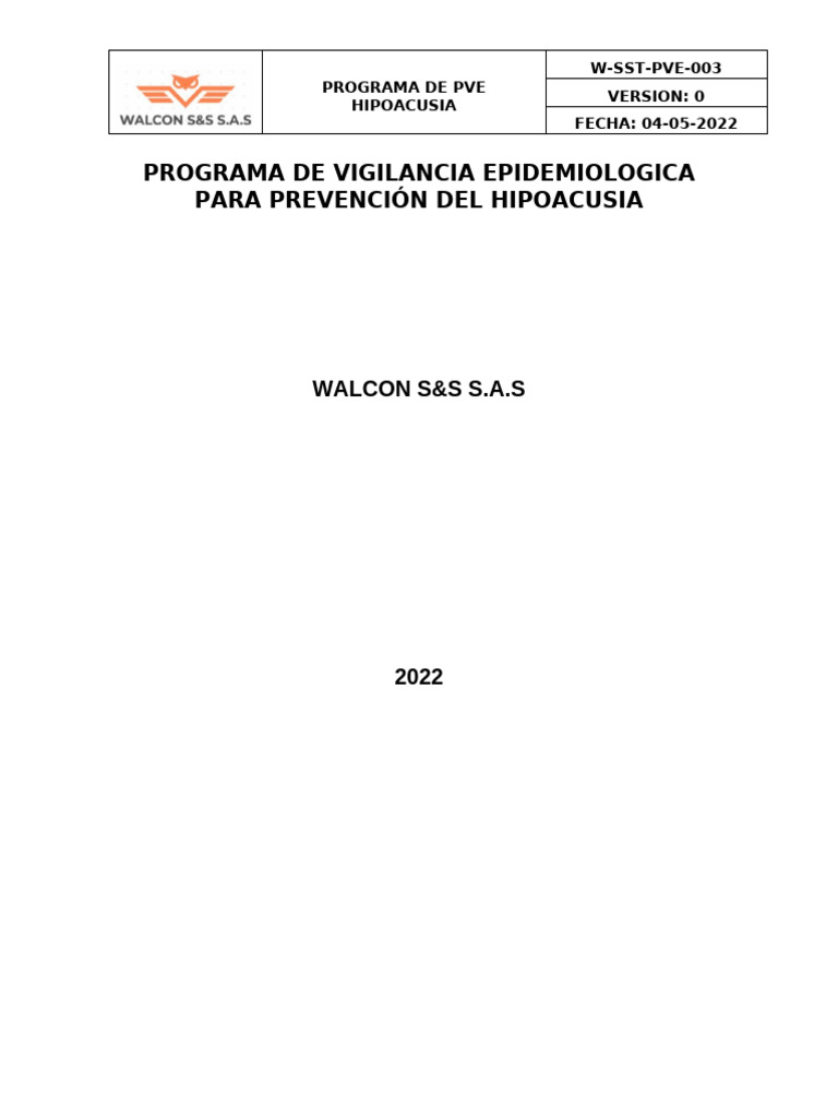 W-SST-PVE-003 PVE - Prevención Hipoacusia | PDF