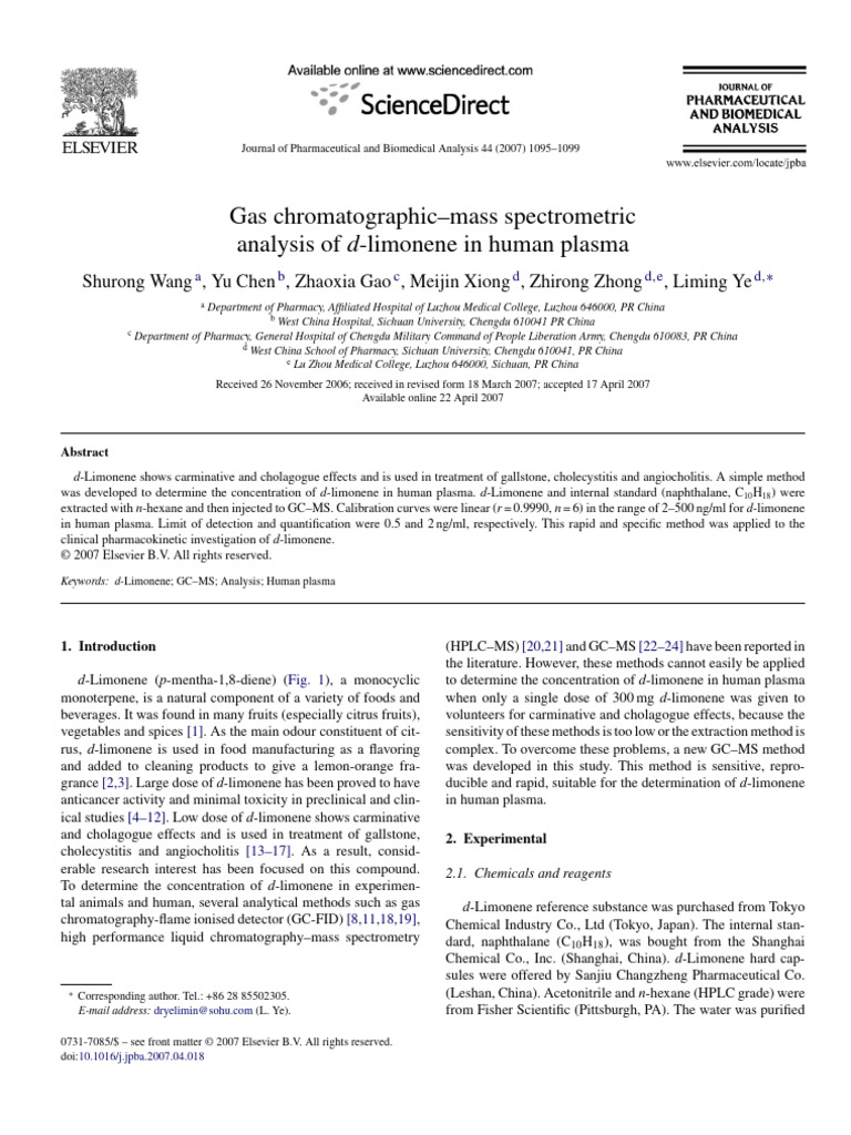 Limoneno Por CG-MS | PDF