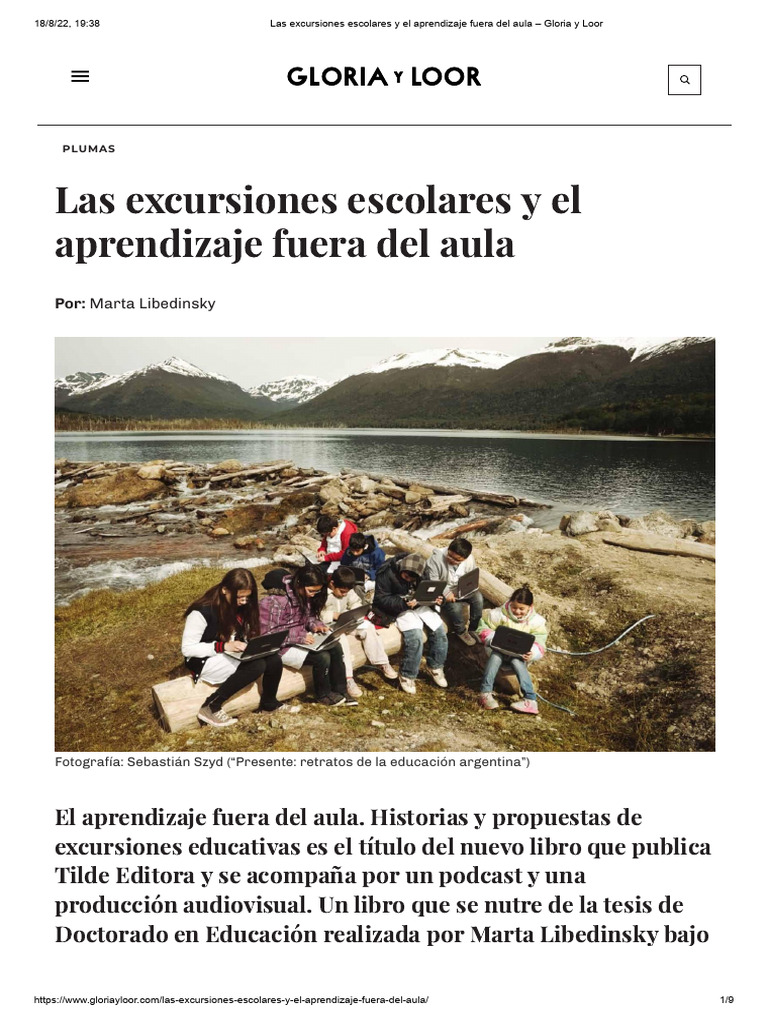 Las Excursiones Escolares y El Aprendizaje Fuera Del Aula - Gloria y Loor | PDF | Enseñando ...