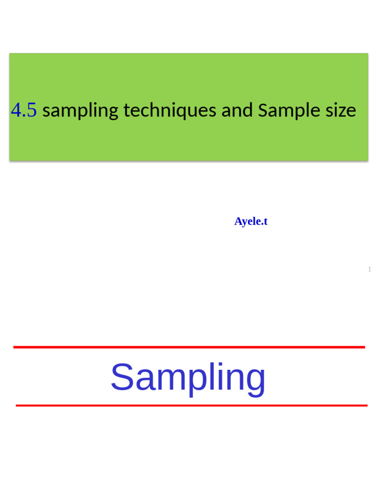 Sampling Techniques & Sample Size | PDF | Sampling (Statistics) | Science